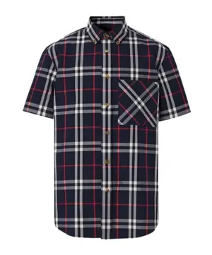 Burberry Lapel Short-sleeved Shirt - Navy