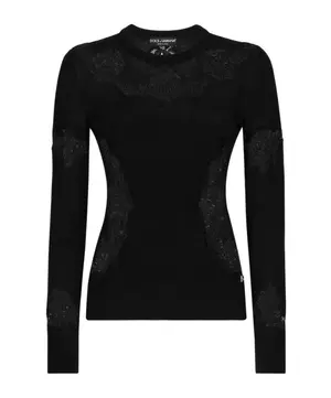 Dolce & Gabbana Dolce Gabbana Lace Detail Knit Top