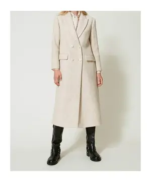 TWINSET Double-breasted Herringbone Coat