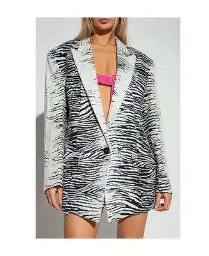 Attico Zebra Print Single-breasted Blazer
