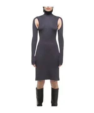 Helmut Lang High-necked Dress - Graphite