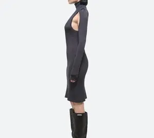 Helmut Lang High-necked Dress With Cut-out Shoulders
