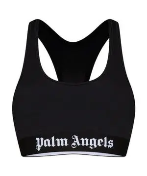 Palm Angels Logo-underband Scoop-neck Bra - Black