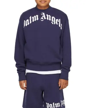 Palm Angels Logo Print Crew Neck Sweatshirt