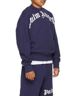 Palm Angels Logo Print Crew Neck Sweatshirt