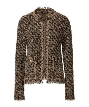 Fabiana Filippi Fringed Tweed Jacket - Black