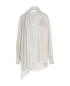 Attico Striped Buttoned Asymmetric Shirt - White
