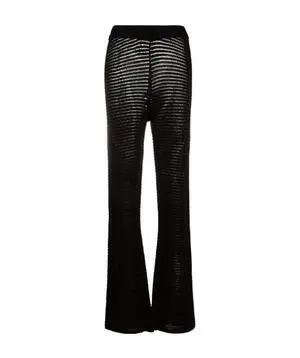 Nanushka Bazia Crochet-knit Slim Trousers - Black