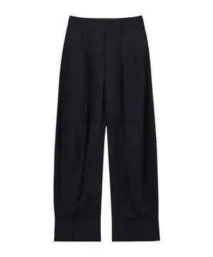 LEMAIRE Pressed Crease Curved-leg Trousers - Black