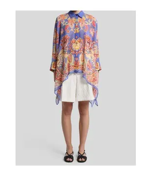 Etro Floral Printed Draped Poncho Shirt