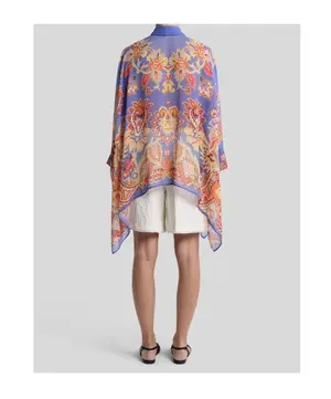 Etro Floral Printed Draped Poncho Shirt
