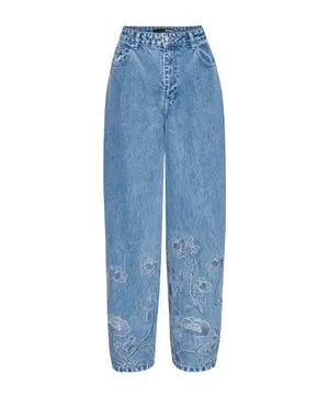 ROTATE BY BIRGER CHRISTENSEN Rhinestoned Wide-leg Jeans