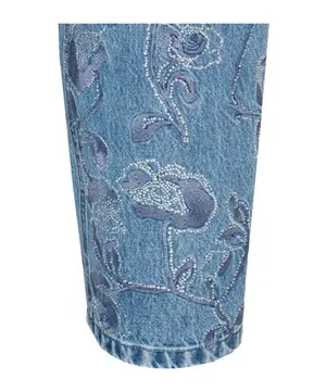 ROTATE BY BIRGER CHRISTENSEN Rhinestoned Wide-leg Jeans