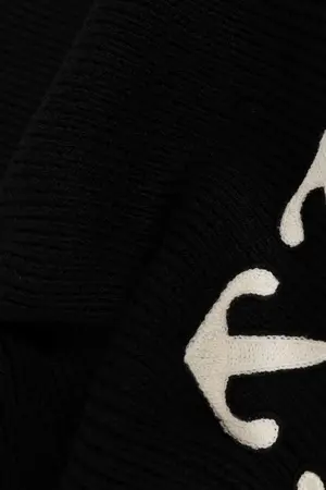 Off-White Arrow Embroidered Fringed Scarf