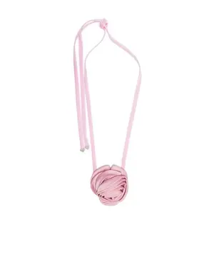 Prada Floral Appliqué Triangle Logo Necklace - Pink