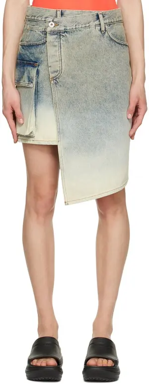 Off-White Asymmetric Denim Skirt - Multicolor