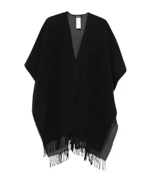 Fabiana Filippi V-neck Cape With Fringed Edges