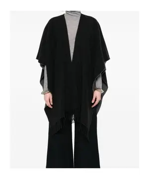 Fabiana Filippi V-neck Cape With Fringed Edges