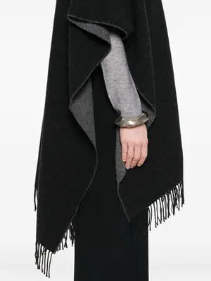 Fabiana Filippi V-neck Cape With Fringed Edges