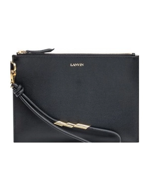 LANVIN Logo Printed Zipped Clutch Bag