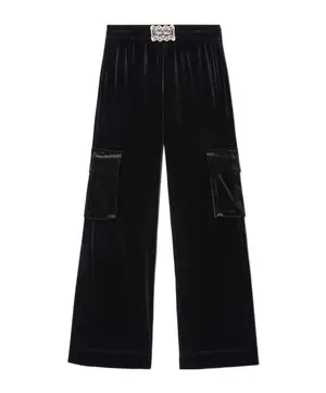 Off-White Velvet Cargo Track Pants - Black