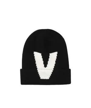 Valentino Garavani V-intarsia Beanie - Black