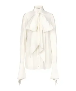 Nina Ricci Pussy-bow Collar Silk Shirt - White