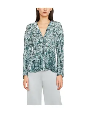 Vince Berry Blooms V-neck Pleated Shirt