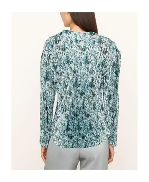 Vince Berry Blooms V-neck Pleated Shirt