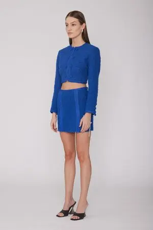 ROTATE BY BIRGER CHRISTENSEN Mini Skirt With Woven Trim - Blue
