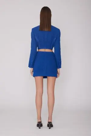 ROTATE BY BIRGER CHRISTENSEN Mini Skirt With Woven Trim - Blue