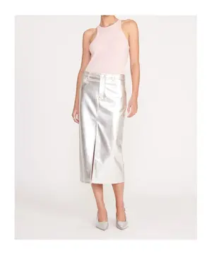 Staud Oaklyn Metallic Midi Skirt