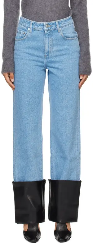 Nanushka Turn-up Detailed Straight-leg Jeans - Medium Blue/black