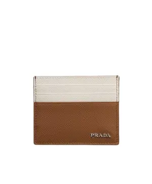 Prada Saffiano Leather Card Holder - Leather/talc