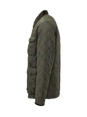 Barbour Quilted Jacket With Corduroy Collar - Green