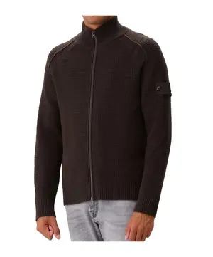 Stone Island Logo Patch Zip-up Cardigan - Black
