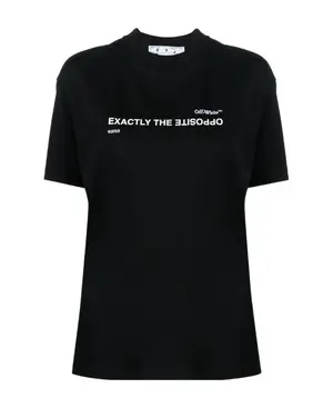 Off-White T Shirt Logo Printed Crewneck T-shirt - Black