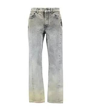 Off-White Washed Denim Straight-leg Jeans - Gray