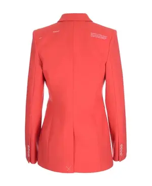 Off-White Notch Lapels Buttoned Blazer