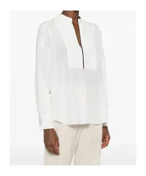 Brunello Cucinelli V-neck Blouse With Button Cuffs