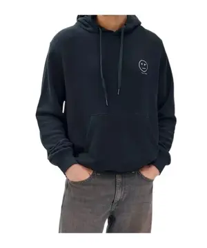 Rag & Bone Long Sleeve Hooded Sweatshirt - Black