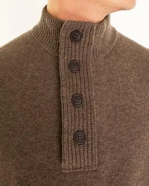Barbour High-neck Half Buttoned Knit Jumper With Ribbed Details
