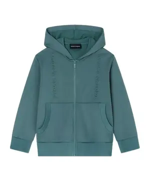 Emporio Armani Hooded Logo-detail Zip-up Sweatshirt - Blue