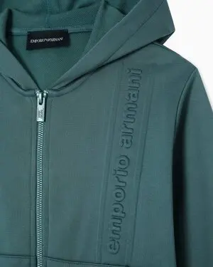 Emporio Armani Hooded Zip-up Sweatshirt With Embossed Logo Detail