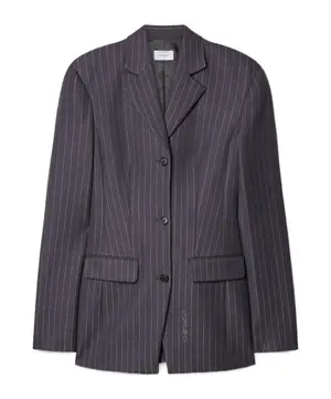 Off-White Striped Single-breasted Blazer - Grey