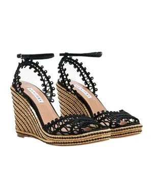AQUAZZURA Embroidered Wedge Sandals