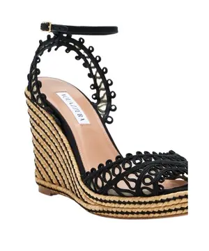 AQUAZZURA Embroidered Wedge Sandals