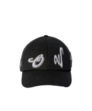Off-White Embroidered Cotton Cap - Black