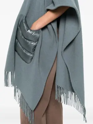 Herno High-neck Fringed-edge Drawstring Poncho