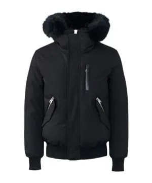 Mackage Dixon-bx 2-in-1 Nordic Tech Down Bomber With Blue Fox Fur - Black